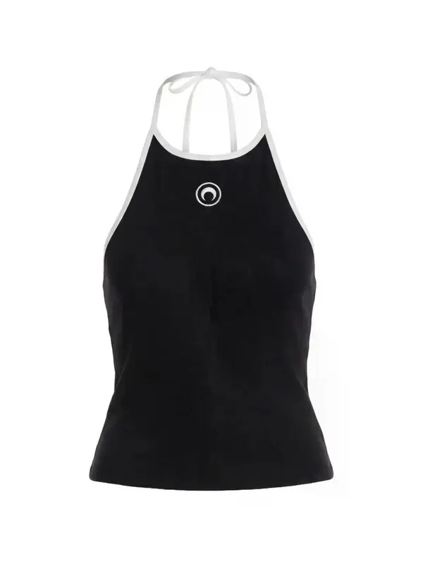 MARINE SERRE Moon Logo Halter Top - Black