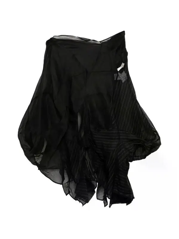 Yohji Yamamoto Pinstripe Layered Asymmetric Midi Skirt