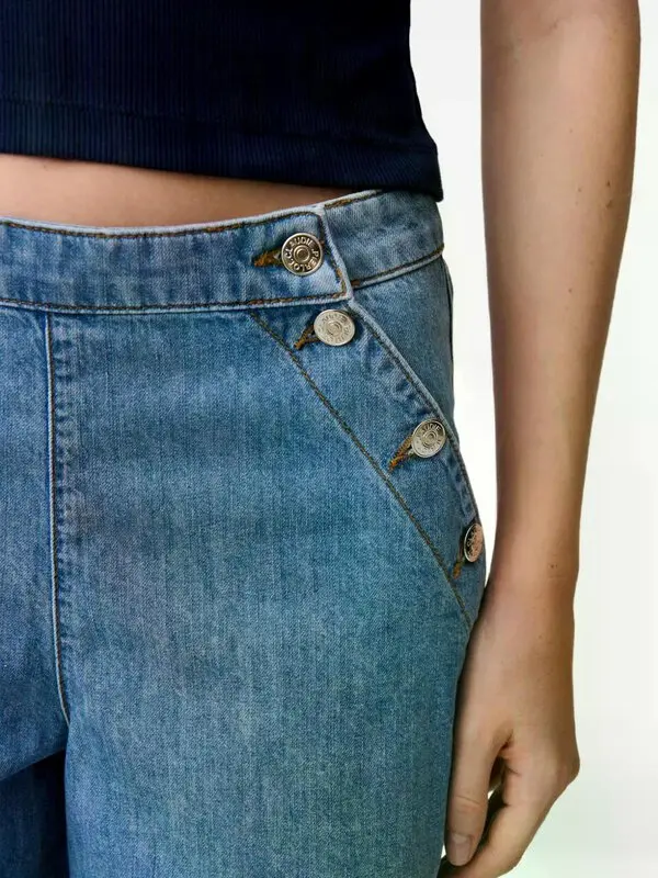Claudie Pierlot Button Denim Shorts - Blue