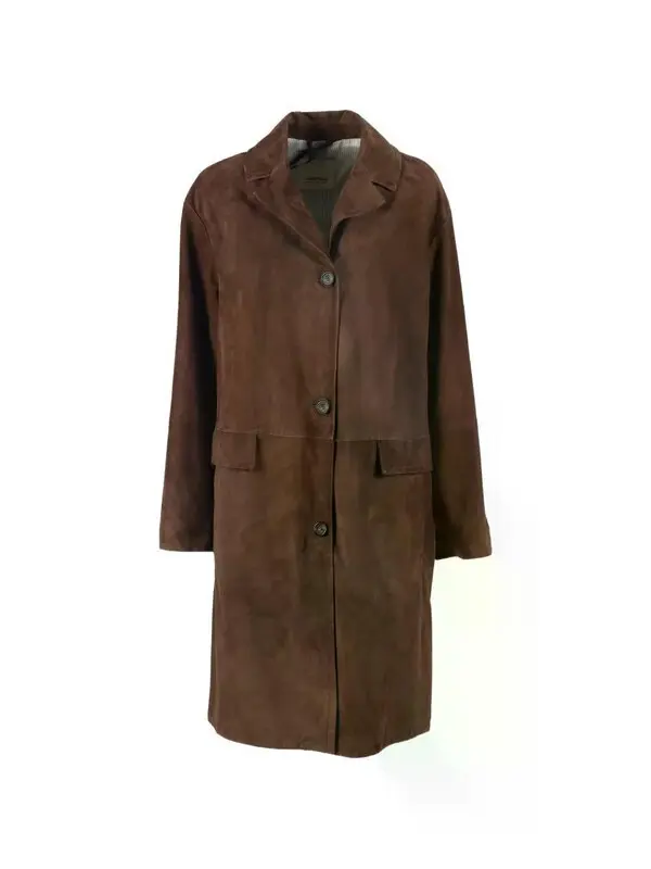 Max Mara Ortensia Lapel-collar Suede Coat - Brown