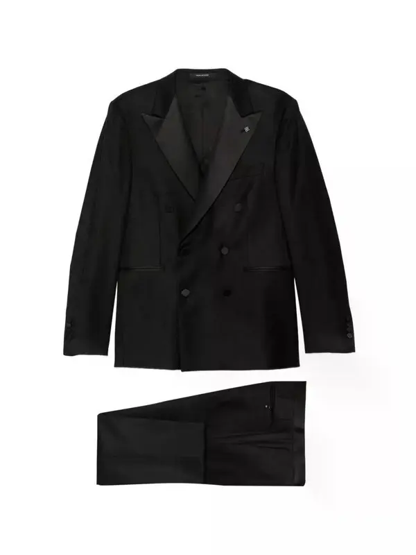 Tagliatore Double-breasted Peak-lapel Suit - Black