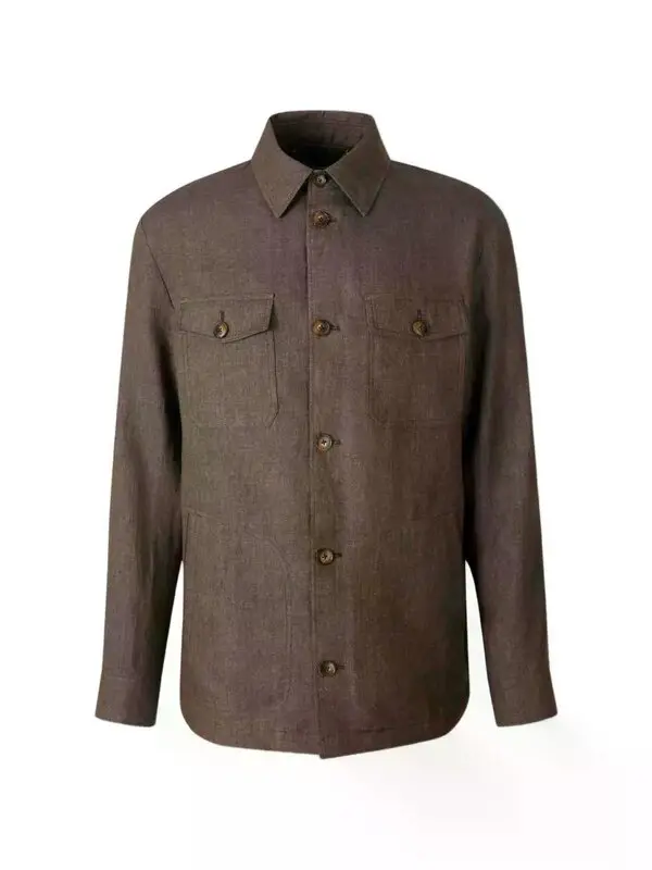 Canali Buttoned Flap-pocket Jacket - Brown