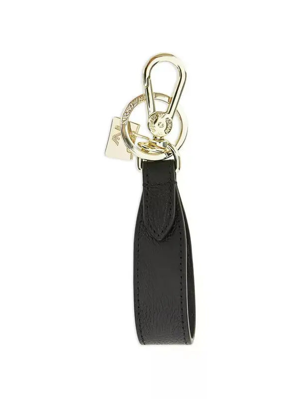 Emporio Armani Grained Leather Keyring - Black