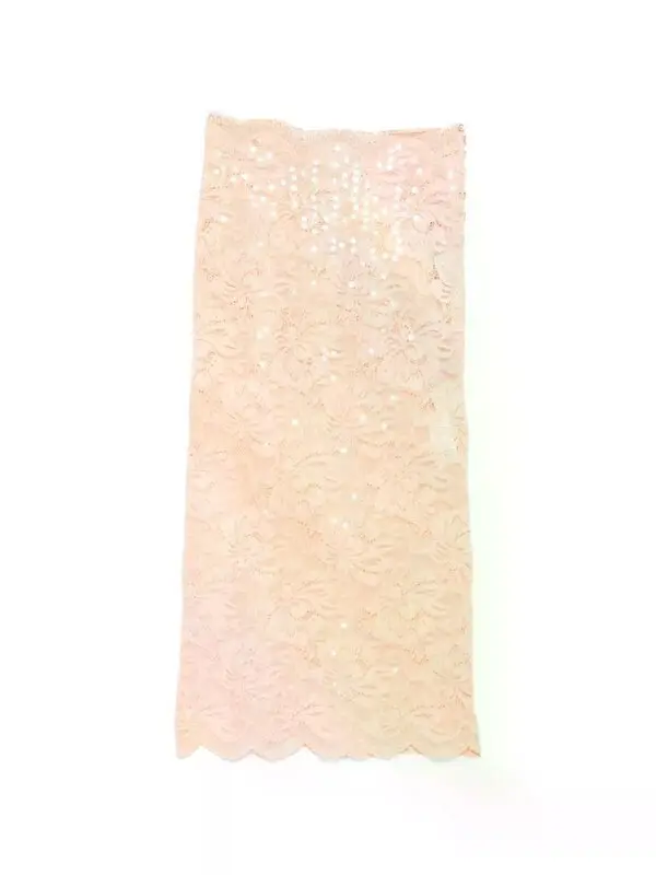 Rabanne Sequin Lace Midi Skirt - Orange