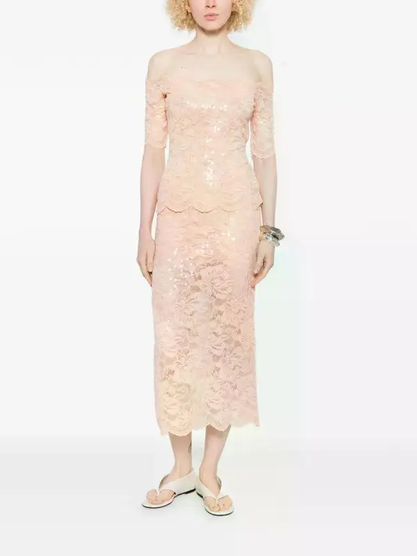 Rabanne Sequin Lace Midi Skirt