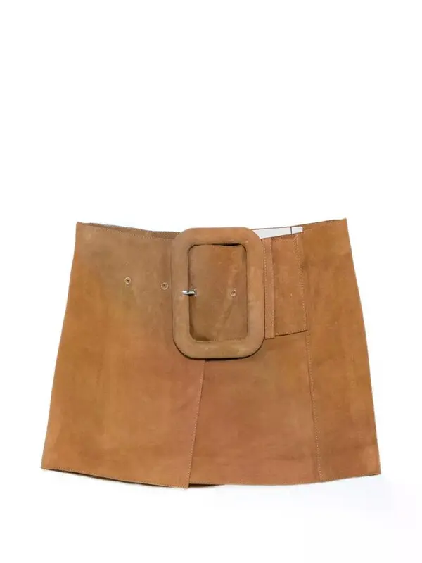 Ami Buckled A-line Mini Skirt - Brown