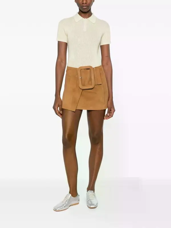 Ami Buckled A-line Mini Skirt - Brown