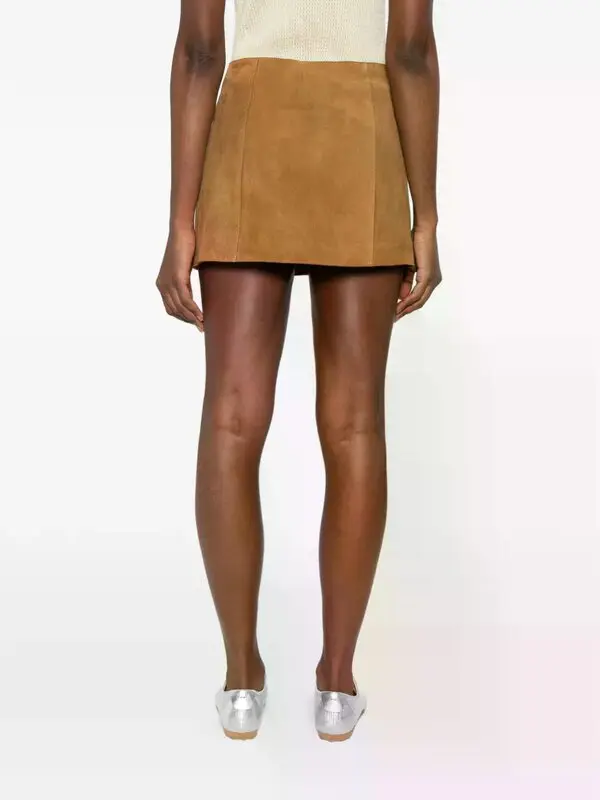 Ami Buckled A-line Mini Skirt - Brown