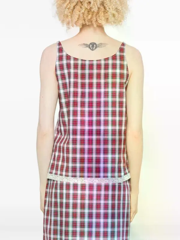 N°21 Check-pattern Lace-trim Blouse