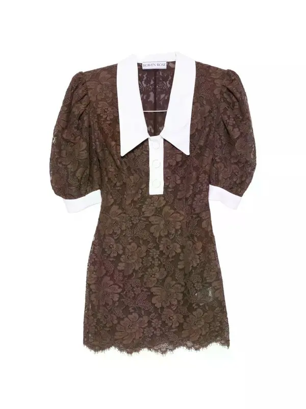 ROWEN ROSE Floral-lace Mini Dress - Brown