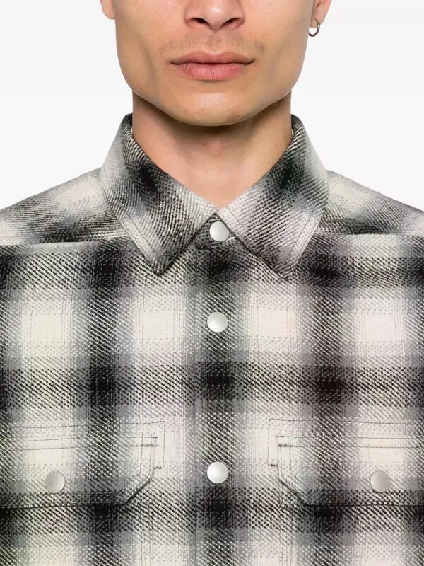 Rick Owens Cropped Plaid Overshirt - Grey