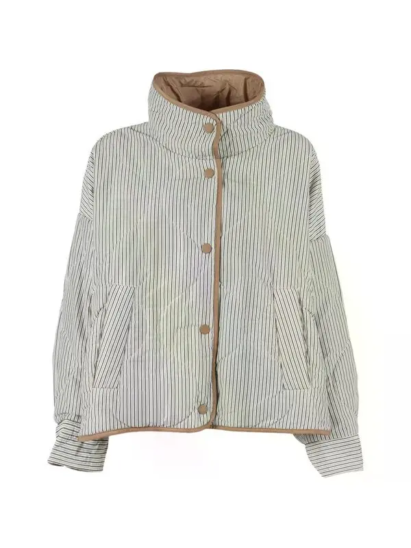 Max Mara Striped Collar Button Front Short Coat