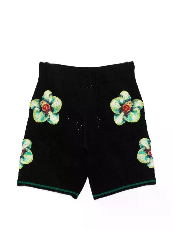 Casablanca Floral-detail Shorts - Black