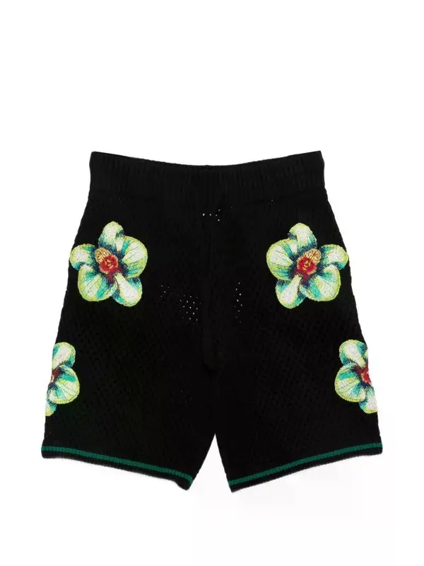 Casablanca Floral-detail Knit Shorts