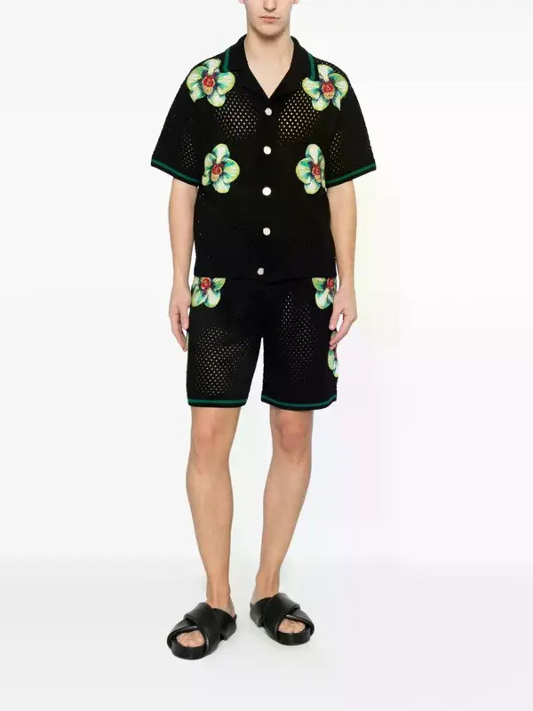 Casablanca Floral-detail Knit Shorts
