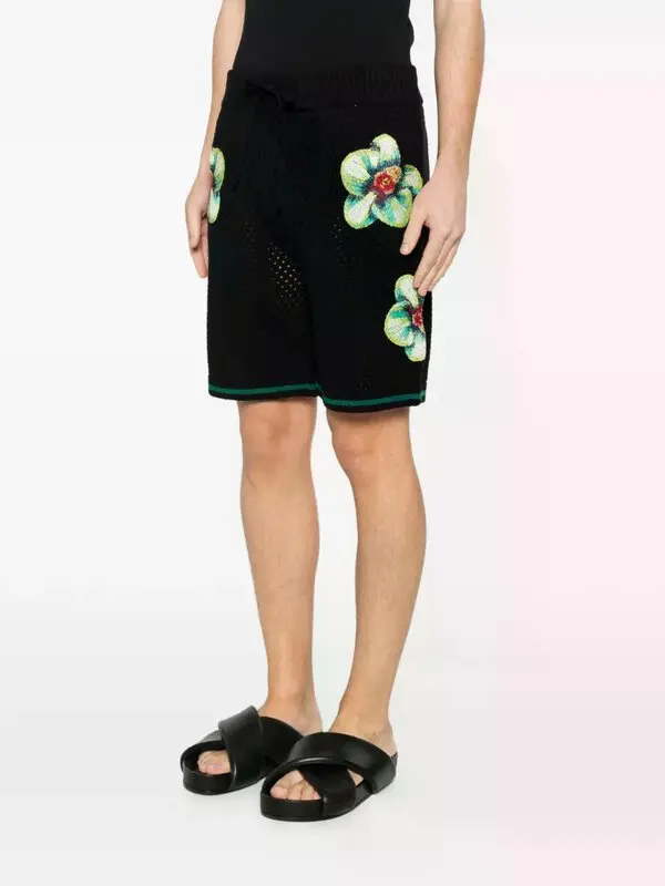 Casablanca Floral-detail Knit Shorts