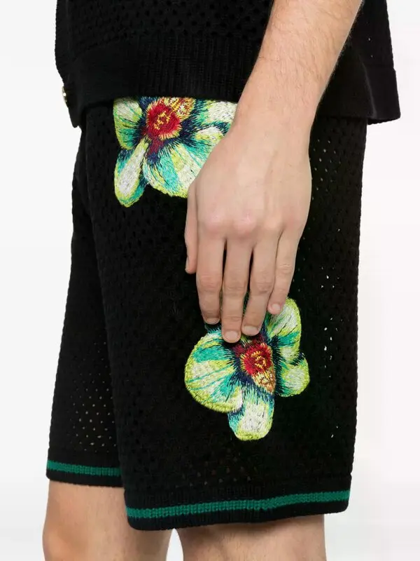 Casablanca Floral-detail Knit Shorts