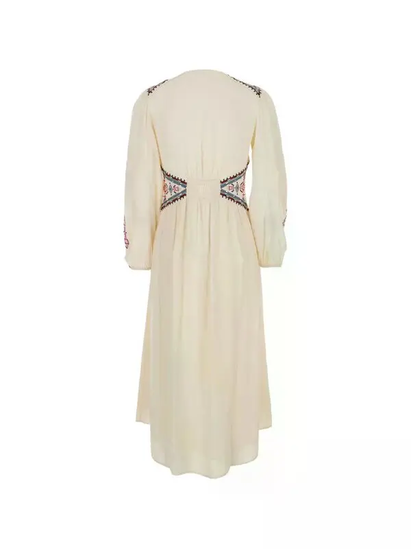 Ba&sh Embroidered V-neck Shirt Dress - Neutrals