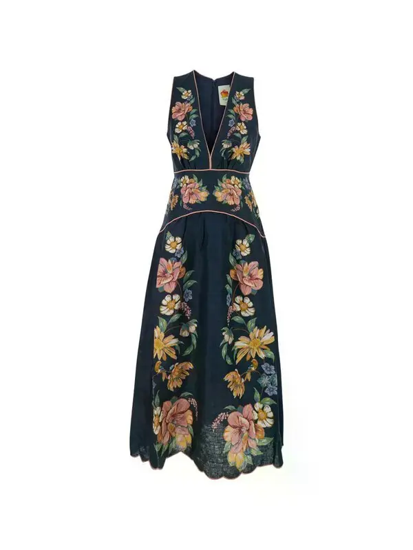 Farm Rio Floral Print Dress - Blue