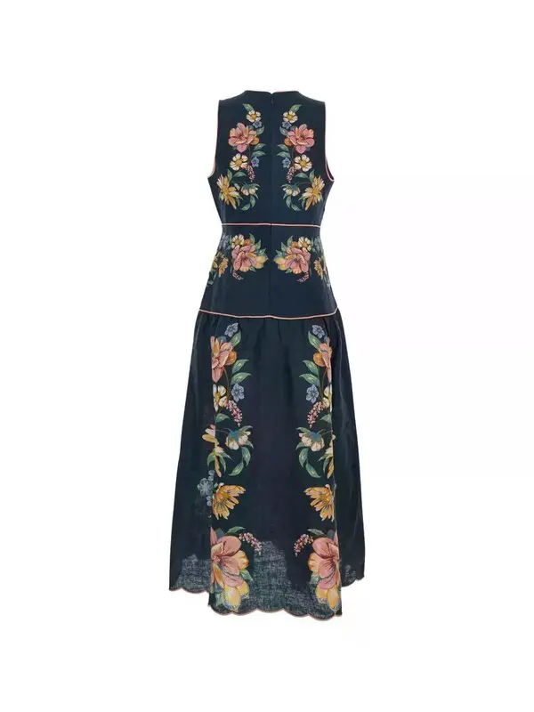 Farm Rio Floral Print Dress - Blue
