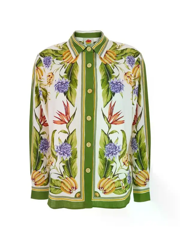 Farm Rio Sand Tropical Floral-print Shirt - White
