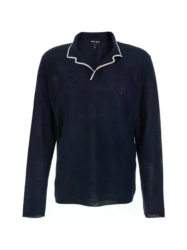 Giorgio Armani Embroidered Pique T-shirt - Blue