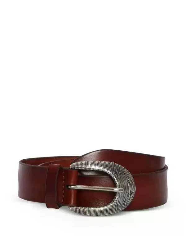 ORTIGNI Textured Buckle Leather Belt - Red