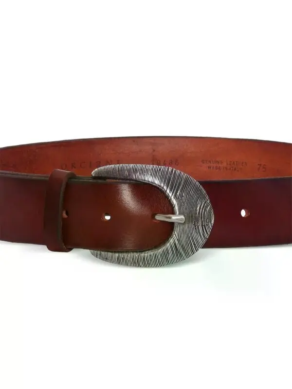 Orciani Textured Buckle Leather Belt - Red