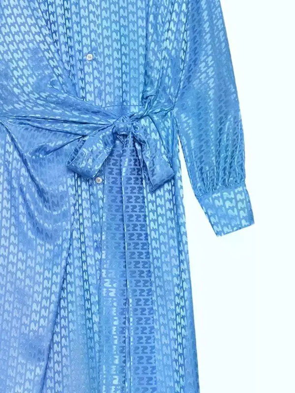 MSGM Tie-waist Patterned Dress - Blue