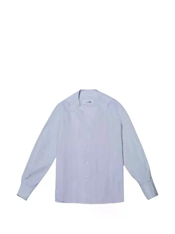 MAISON MARGIELA Pinstripe V-neck Shirt - Blue