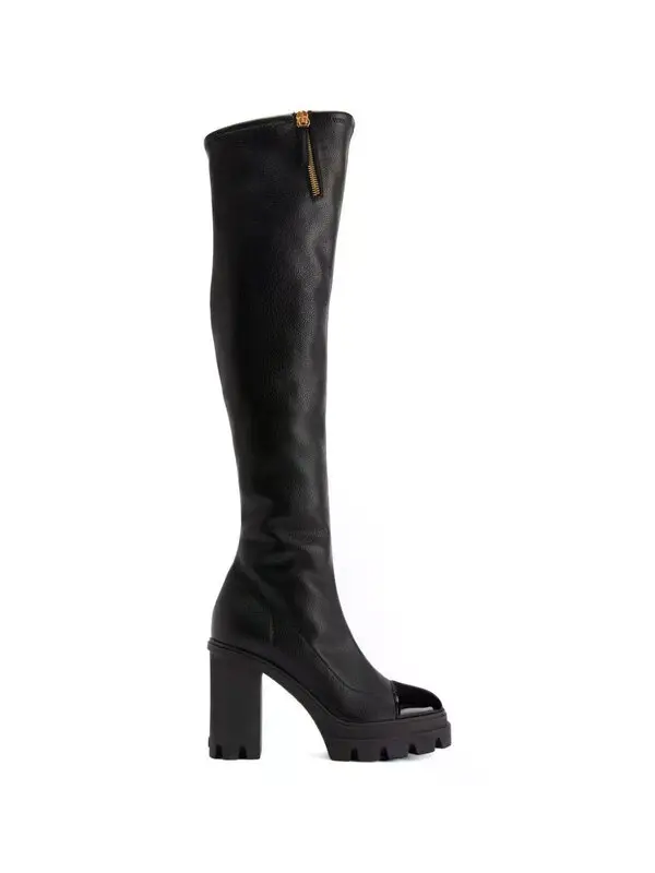 GIUSEPPE ZANOTTI Shiny Toe Platform Boots - Black