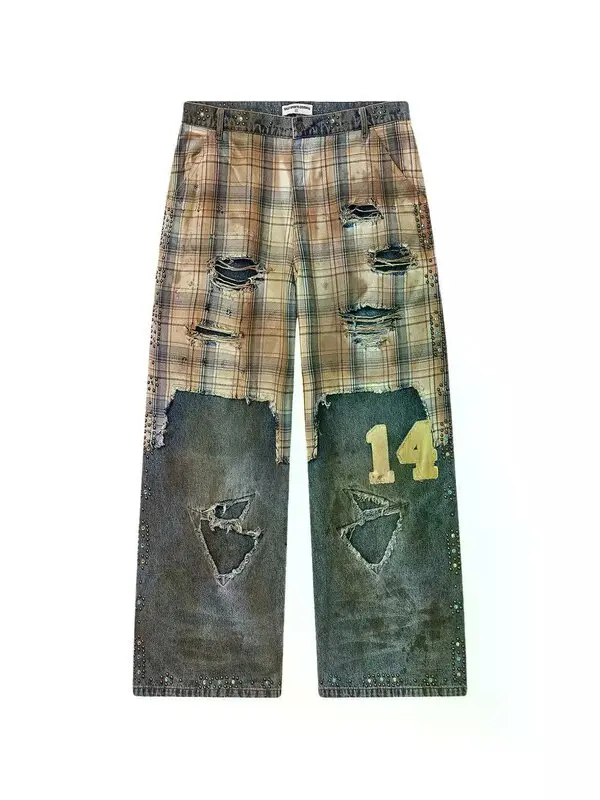 VALE FOREVER Plaid Check Armor Trousers
