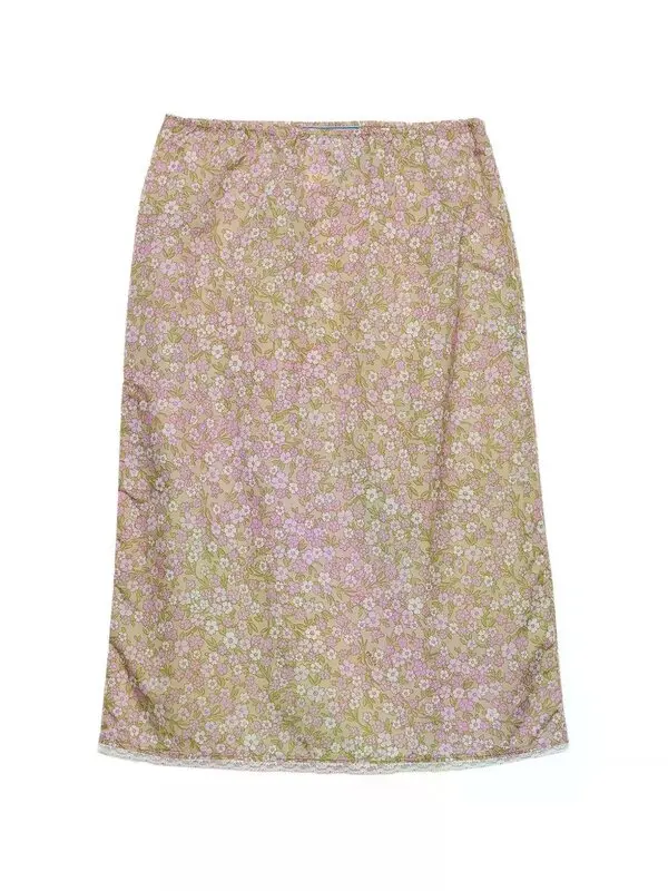 Prada Floral-print Re-nylon Midi-skirt - Pink
