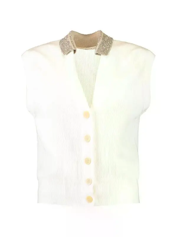 Brunello Cucinelli Embellished Collar Vest - White