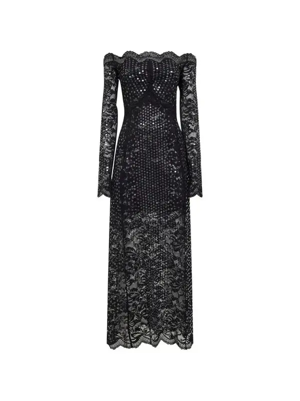 Rabanne Sequin-embroidered Scalloped Dress - Black