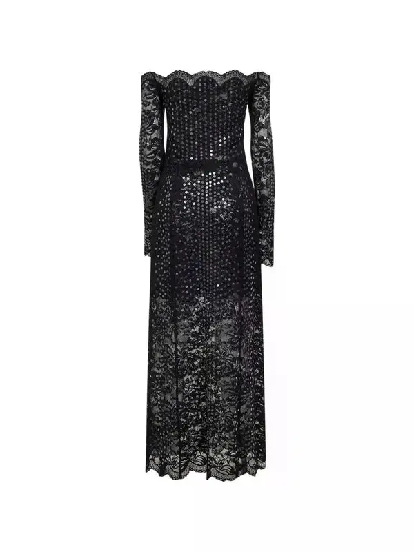Rabanne Sequin-embroidered Scalloped Dress - Black