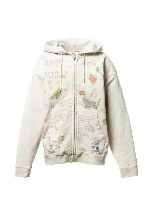 Mihara Yasuhiro Printed Zip-up Hoodie - Neutrals