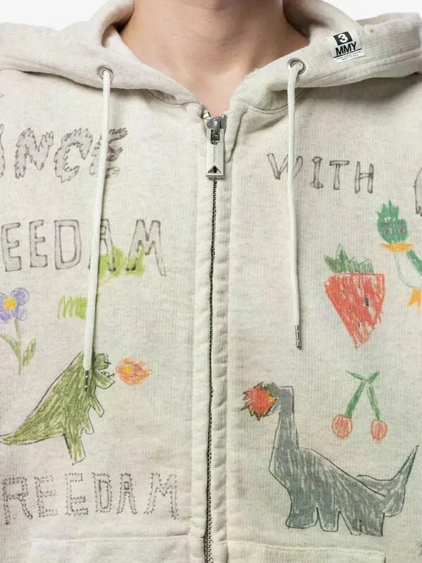 Mihara Yasuhiro Printed Zip-up Hoodie - Neutrals