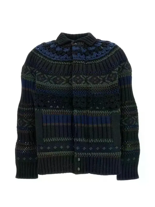 Sacai Crochet Paneled Cardigan - Blue