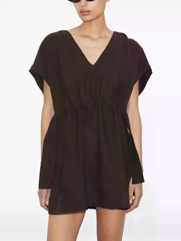 Tory Burch Cinched Linen Mini Dress - Brown