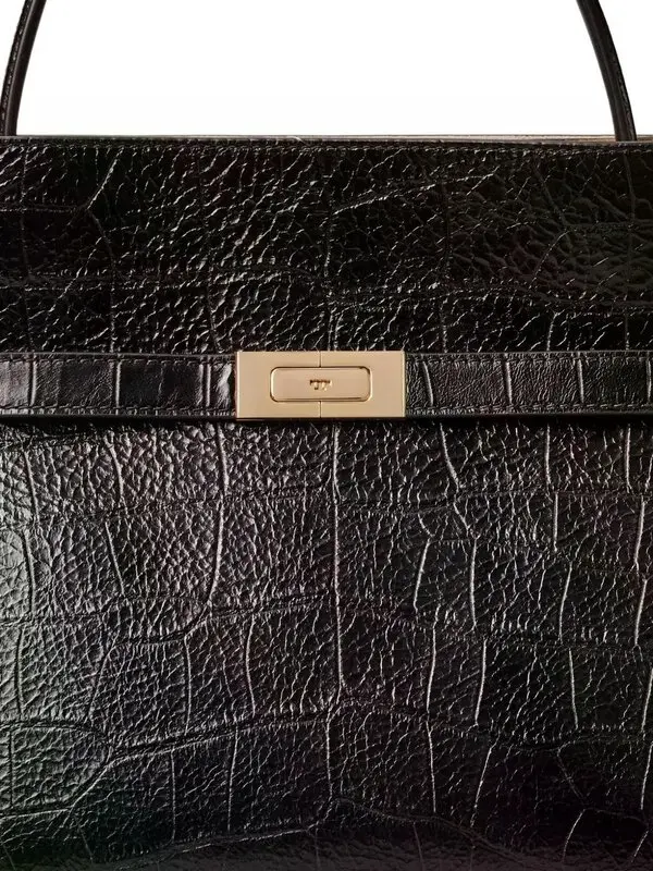 Tory Burch Small Lee Radziwill Double Bag In Croc-embossed Leather