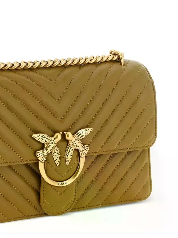 Pinko Love One Classic Sheepskin Crossbody Bag - Green
