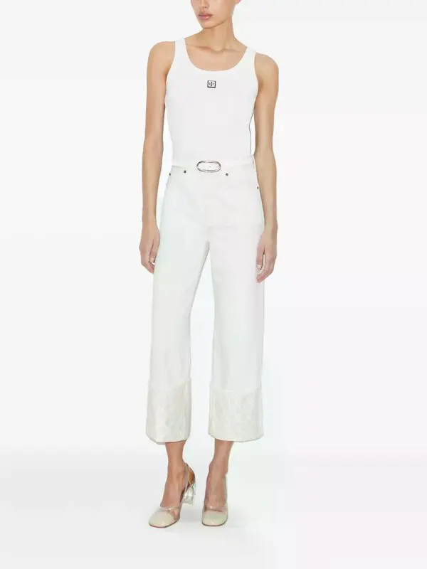 Tory Burch Contrast-cuff Straight-leg Jeans - White