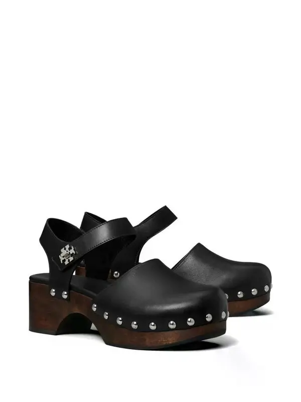 Tory Burch Turnlock Clogs With Silver Tone Hardware - Black