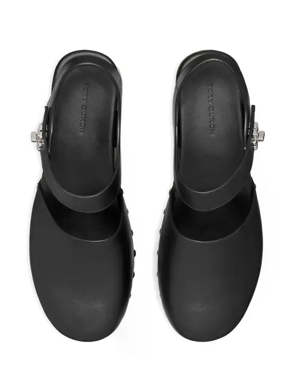 Tory Burch Turnlock Clogs With Silver Tone Hardware - Black