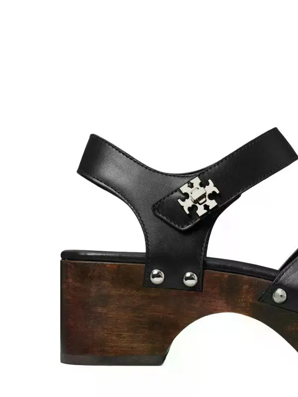 Tory Burch Turnlock Clogs With Silver Tone Hardware - Black