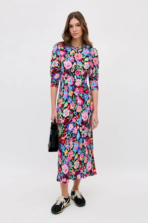 Rixo Jess Ikat Bloom Charcoal Top - Multi