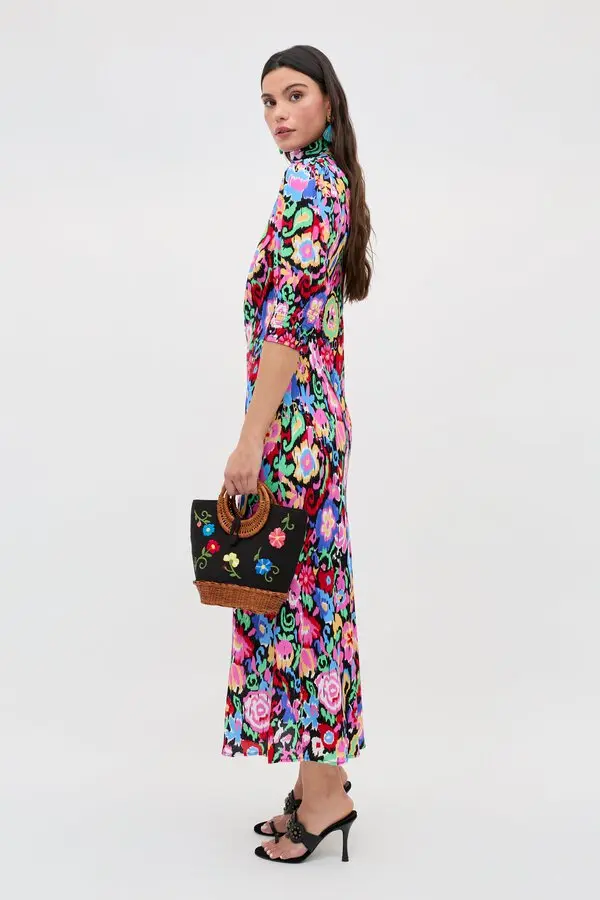 Rixo Jess Ikat Bloom Charcoal Top
