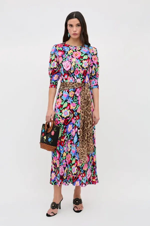 Rixo Jess Ikat Bloom Charcoal Top