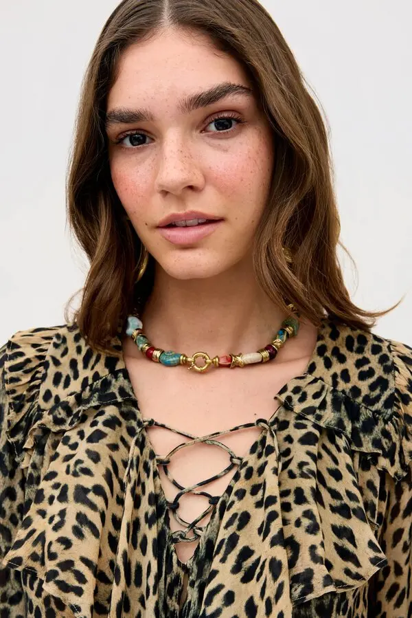 Rixo Milia Nina Leopard Blouse - Brown